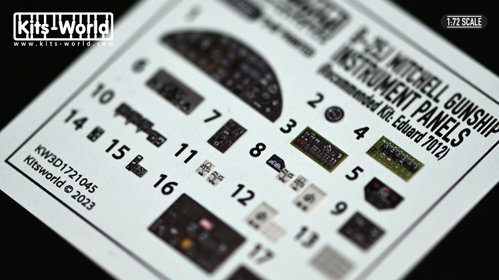 Kits World 1/72 3D Cockpit Instrument Panels B-25J Mitchell Eduard 7012 ...