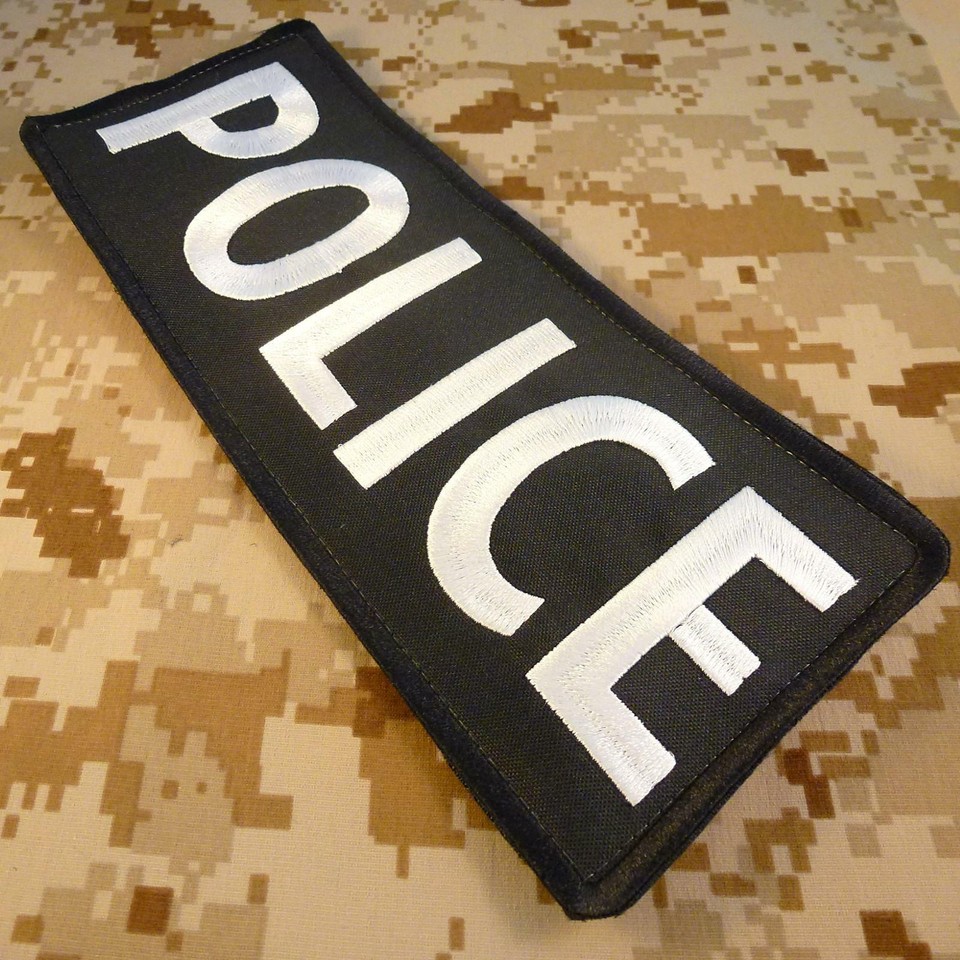 POLICE big XL 10x4 inch embroidery SWAT tactical vest 25x10cm fastener ...