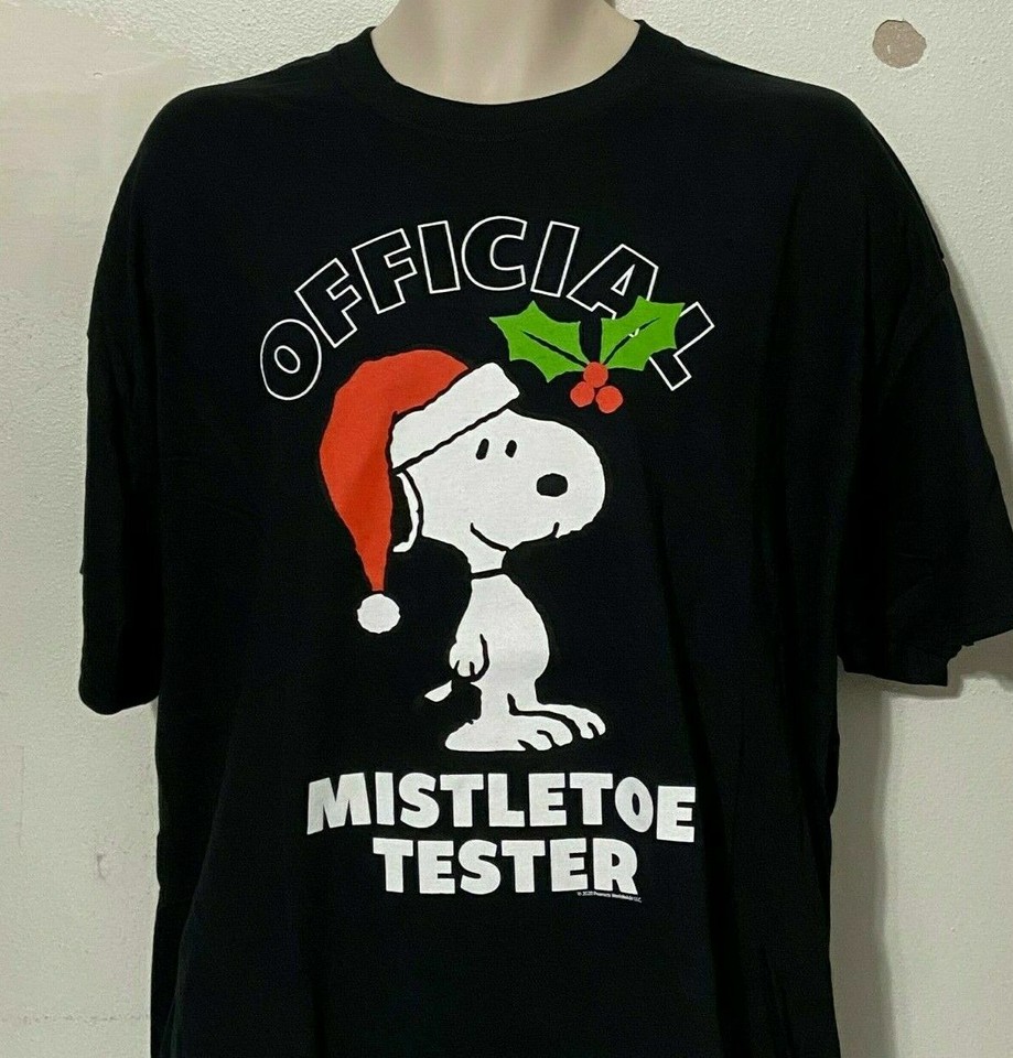 Snoopy OFFICIAL MISTLETOE TESTER Peanuts SNOOPY Christmas TEE Men's XL ...