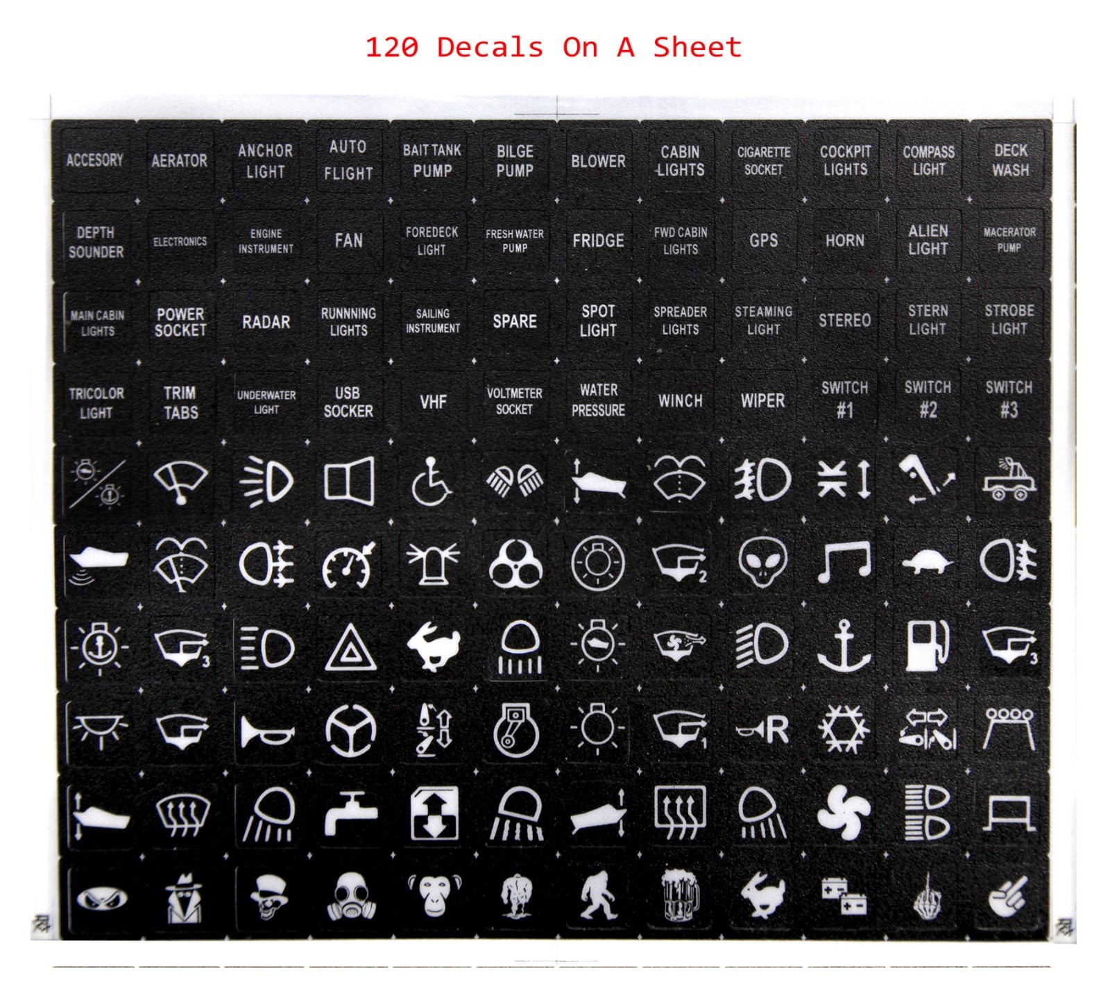 Night Glow Rocker Toggle Switch Label Decal Circuit Sticker Car Boat ...