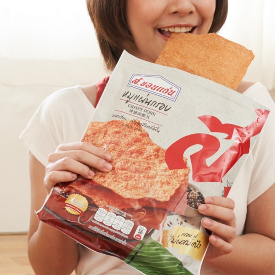 6 x 140g. S.Khonkaen Crispy Pork Fried Original Thai Snacks Foods Yummy ...