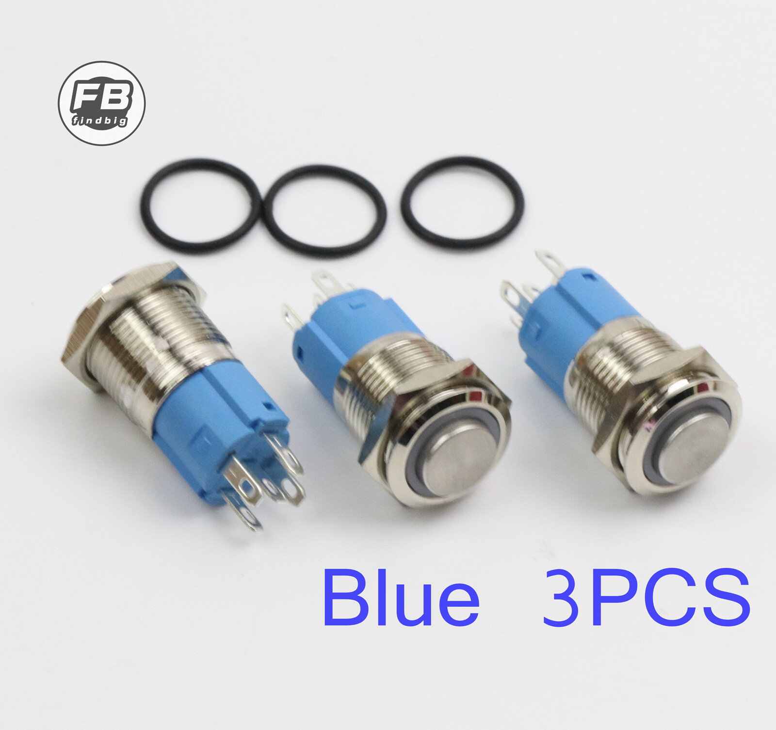 16mm 12V Steel Round ON/OFF Push Button Switch 5A AngelEye Led 3PCS | eBay