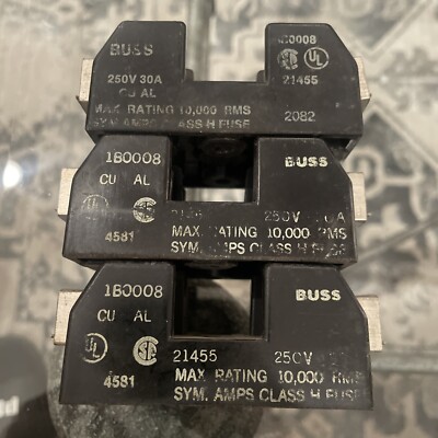 (3) Bussmann Buss 21455 1B0008 Fuse Block 250V 30 Amp - USED | eBay