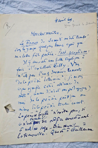 Yves-Gérard Le Dantec Beautiful Autographed Manuscript Letter & Signed ...