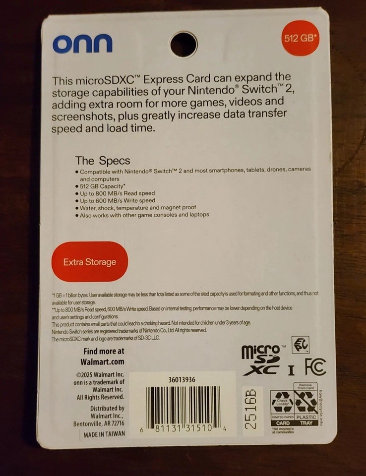 Onn MicroSD Express Card 512gb BRAND NEW (Compatible With Nintendo ...