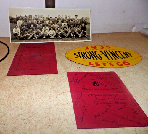 1935 ERIE PENNSYLVANIA STRONG VINCENT HIGH SCHOOL AUTOGRAPHED FOOTBALL ...