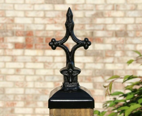 Wrought Iron Cross Post Cap for 4x4 Wood Deck Post Mailbox Post Topper ...
