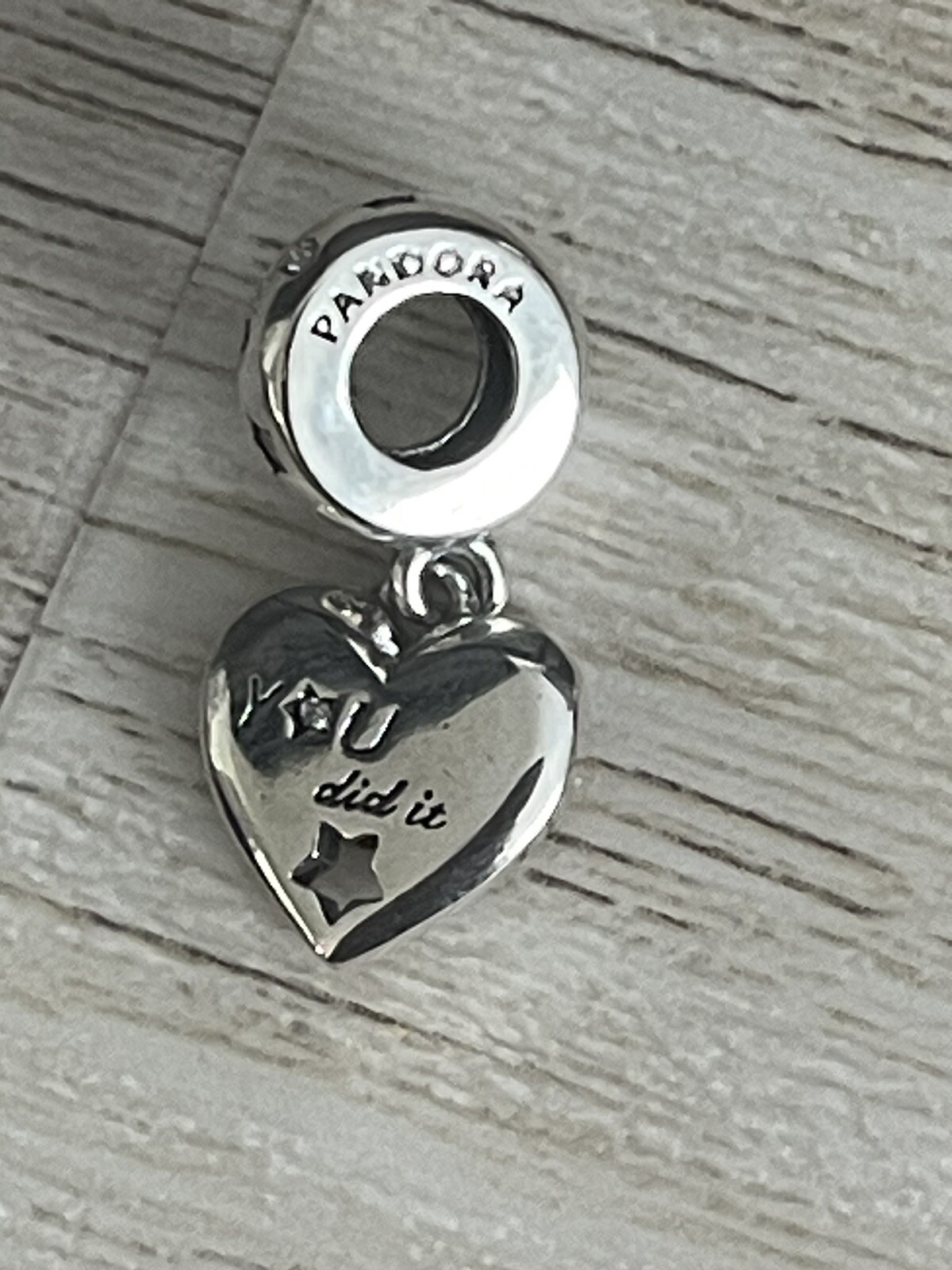 New PANDORA 925 Silver Congratulations Heart & Stars Charms You Did It ...