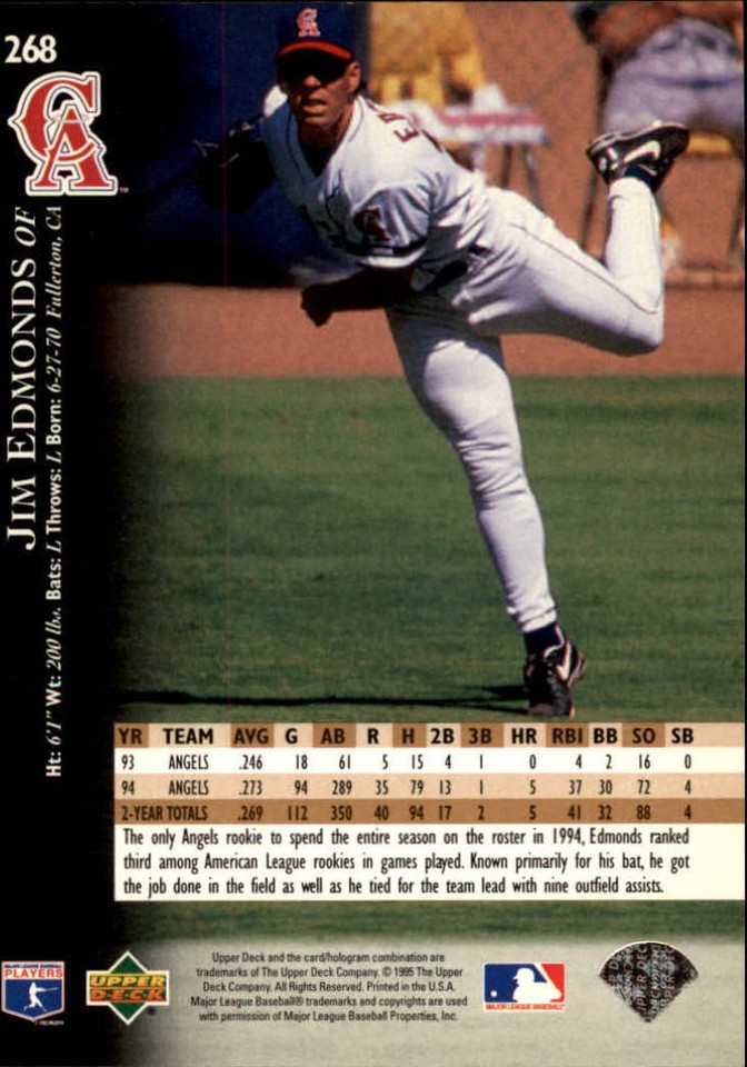 1995 Upper Deck Baseball Card #268 Jim Edmonds | eBay