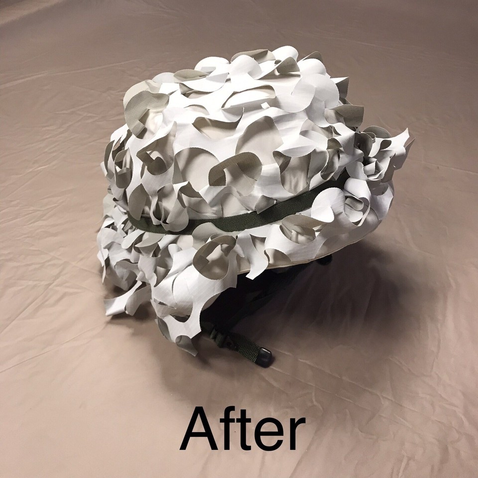 White/Gray 18x18” Reversible Snow/Urban Camo Netting Helmet Scrim ACH ...