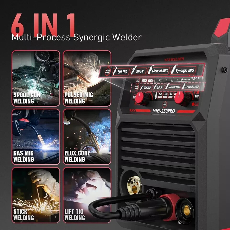 YESWELDER MIG-250 PRO Aluminum MIG Welder, 250Amp 220V Advanced Digital ...