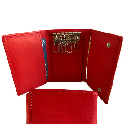 Genuine Leather Key Chain Pouch and Credit Card Holder with Case Note ...