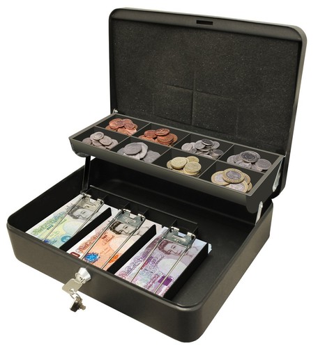 Ultimate Cash Box 12" For Petty Cash Metal Security Money Safe Key Lock ...