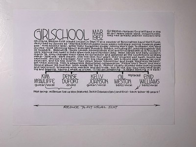 Girlschool Kim McAuliffe 1982 Pete Frame Rock Family Tree Twig Pete's ...