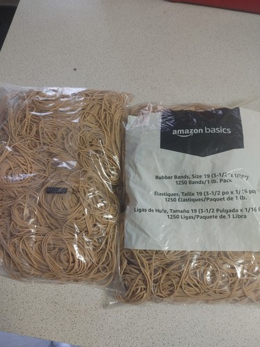 Rubber Bands Size 19 2x 1250 1 Lb Bags = 2500 Bands 2 Lbs Tan Bulk Pack ...