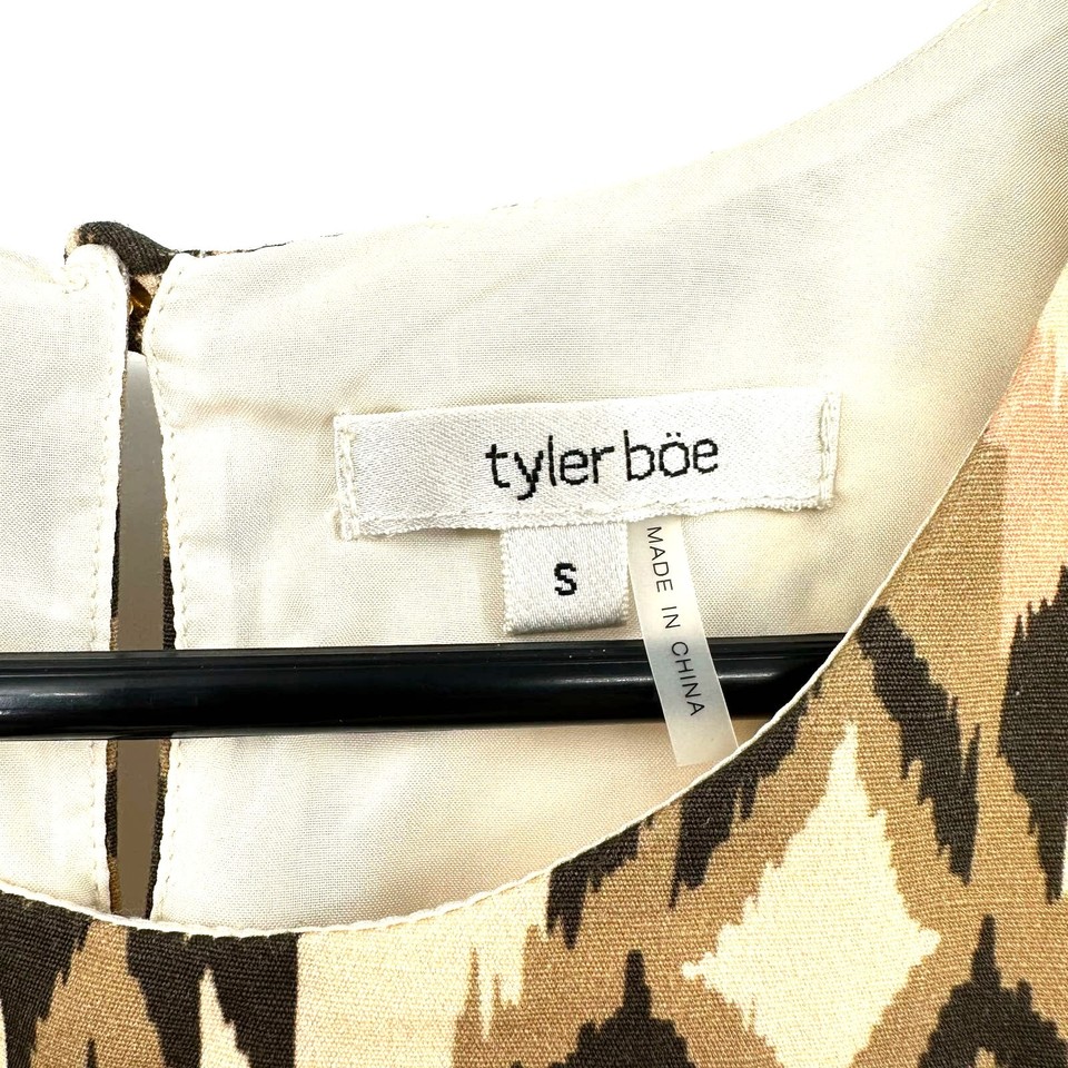 Tyler Boe size small tank top sleeveless blouse tan brown cream keyhole ...