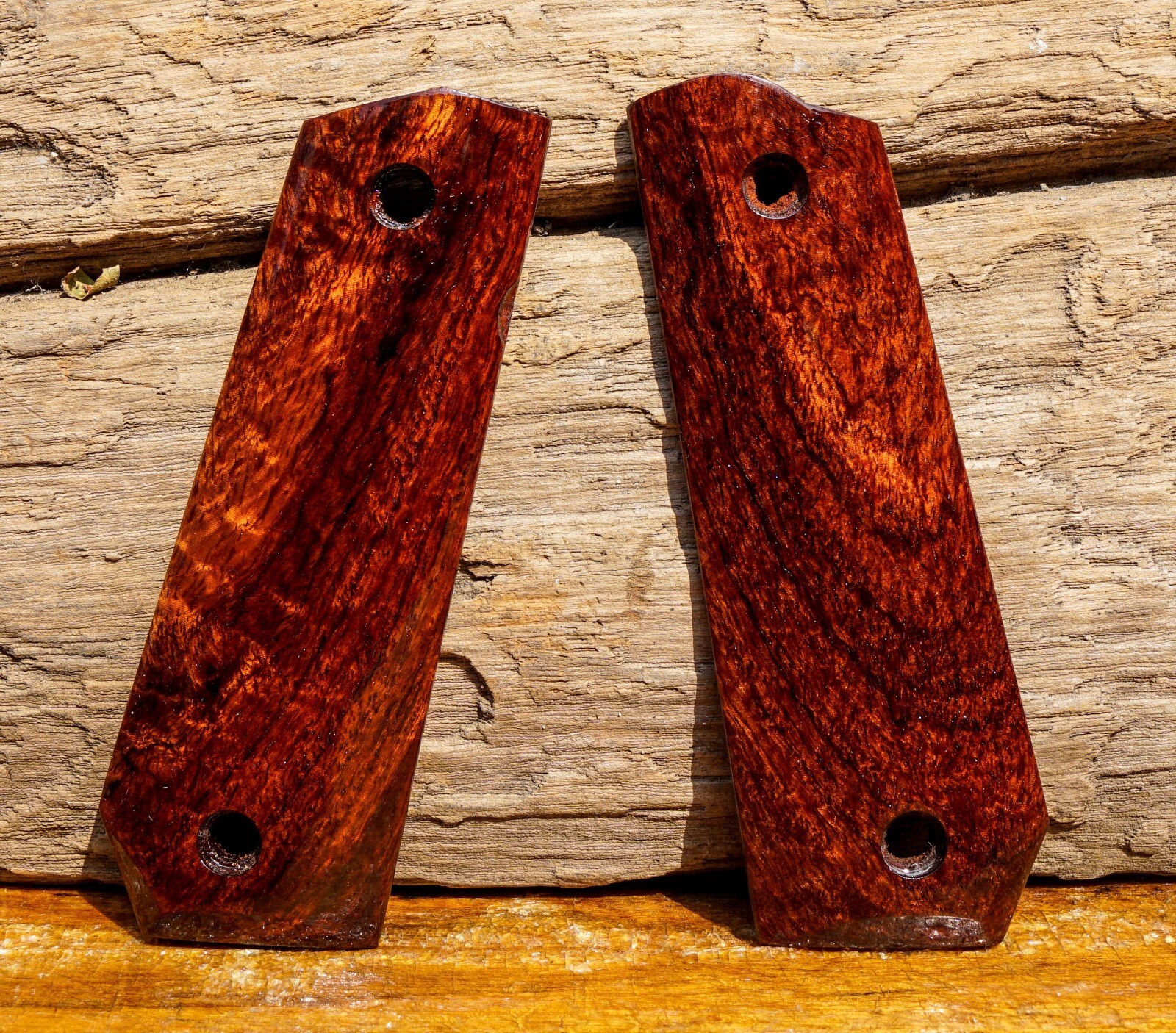 Ed Brown 1911 Bobtail Gold Amboyna Burl Lumber Wood Grips Fits Custom ...