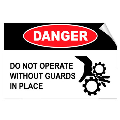 Do Not Operate Without Guards In Place Hazard LABEL DECAL STICKER | eBay