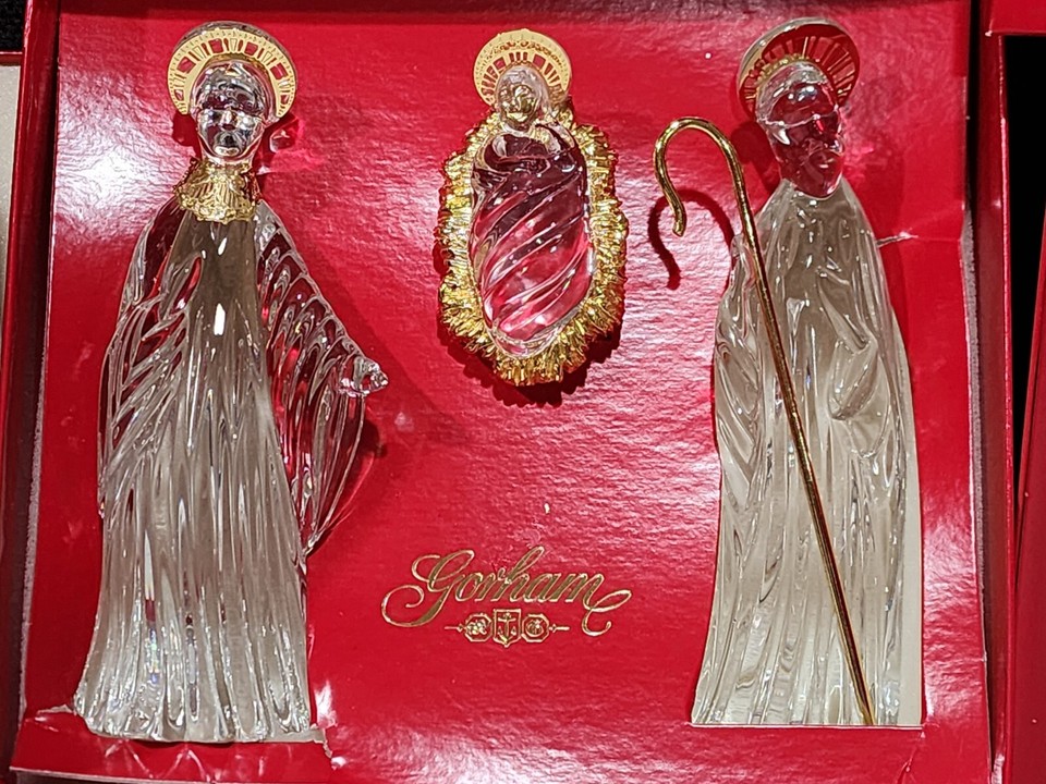 Full 12 Piece Set - GORHAM Crystal and Gold Nativity Set - WITH BOXES ...
