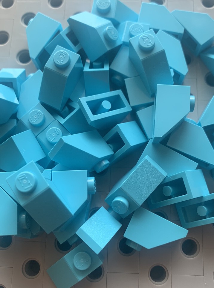 Lego Medium Azure Blue 1x2 Slopes Roof Tile 1x2/45° Bricks 1x2 New Lot ...