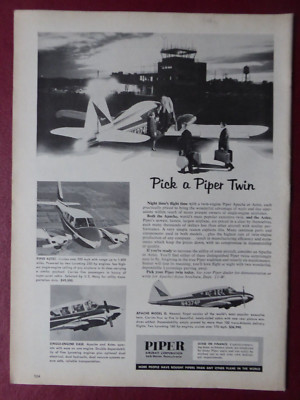 10/1960 PUB PIPER AIRCRAFT AZTEC APACHE TWIN ORIGINAL AD | eBay