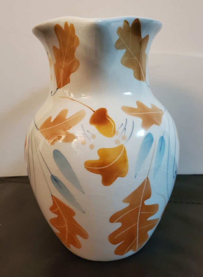Teleflora Gift Ceramic Pitcher/Vase Autumn Fall Leaves 8" Tall | eBay