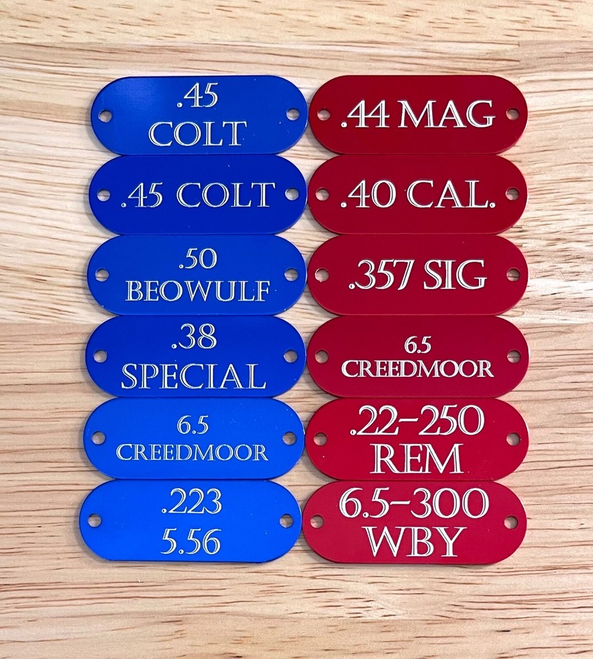 Dillon 550 650 750 Toolhead Laser Engraved Caliber Tags - USA | eBay