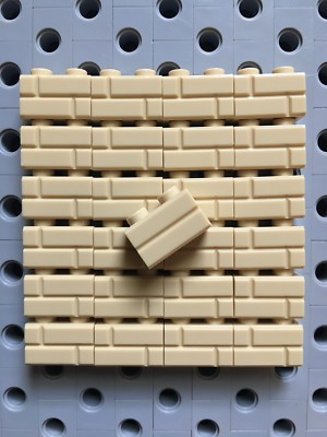 Lego 1x2 Tan Bricks Modified w/ Masonry Profile Wall 25pc Decor | eBay