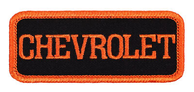 Chevrolet Embroidered Patch Black/Orange Iron-On Sew-On Jacket Hat Bag ...