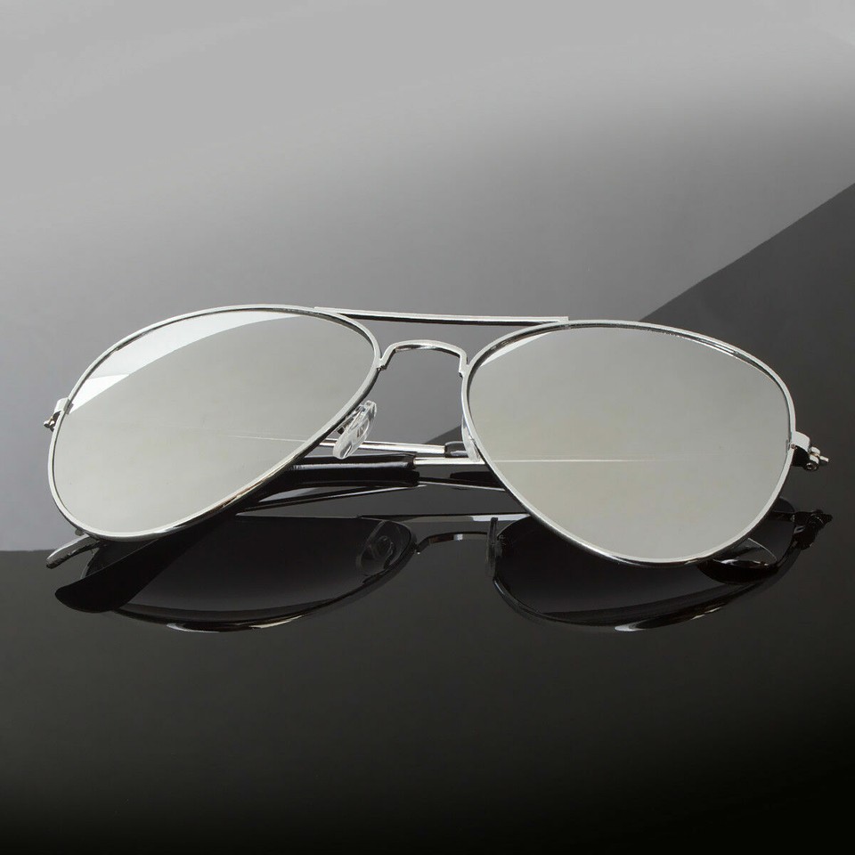 Sunglasses Mirrored Lens Men Women Metal Spring Hings Frame Pilot UV ...