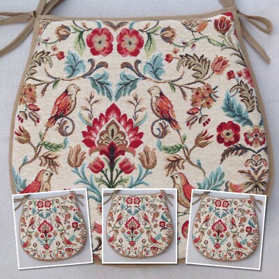 SET OF 4 RED BIRD PATTERN CHAIR SEAT PADS (FOR SEATS APPROX.14"X 14 ...