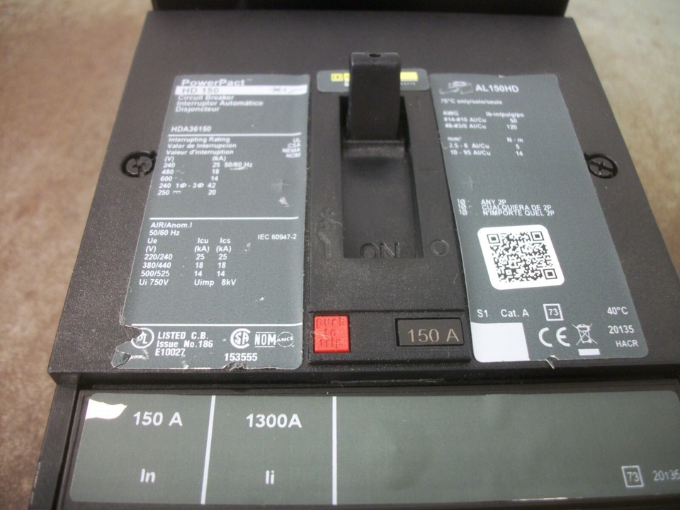 SQUARE D POWERPACT I-LINE HD CIRCUIT BREAKER HDA36150 150AMP 600VOLT ...
