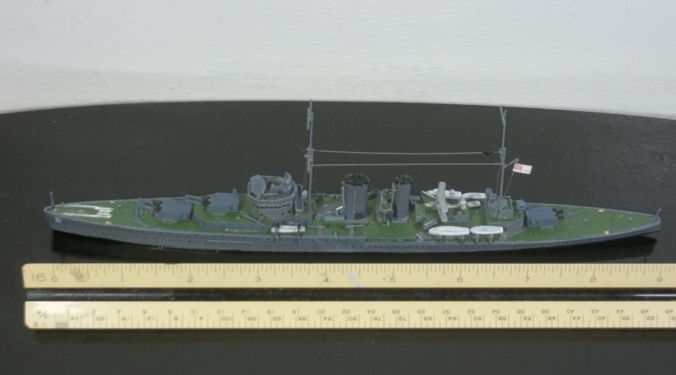 BUILT 1/700 Waterline Hull WWII ROYAL NAVY CRUISER H.M.S. EXETER ...