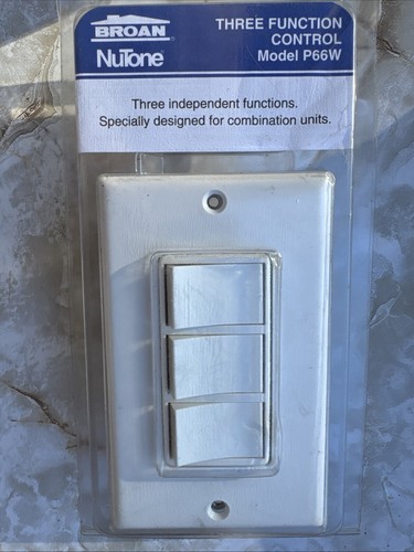 Broan NuTone 3 Function Control Switch P66W Independent Switches Combo ...