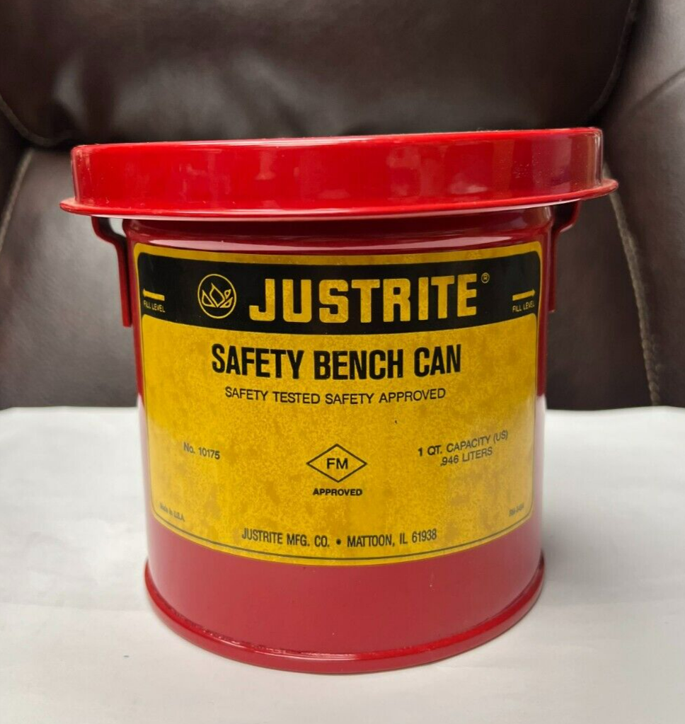 Justrite Mfg. Co. Safety Bench Can 1 Qt/0.9 liters. No. 10175 | eBay