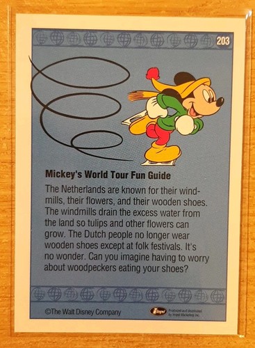 1991 IMPEL DISNEY WORLD TOUR NETHERLANDS MICKEY MOUSE #203 MICKEYS ...
