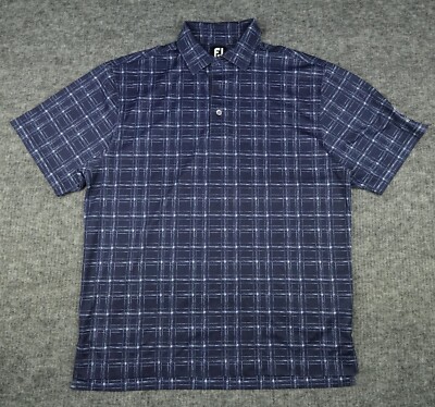 FootJoy Polo Shirt Mens Medium Blue White Golf Golfer Lightweight Rugby ...