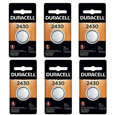 6 Pcs Duracell 2430 CR2430 DL2430 3V Lithium Coin Cell Battery ...