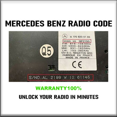 MERCEDES RADIO CODE UNLOCK STEREO AUDIO 10CD MF2910 ALPINE BECKER 10 ...