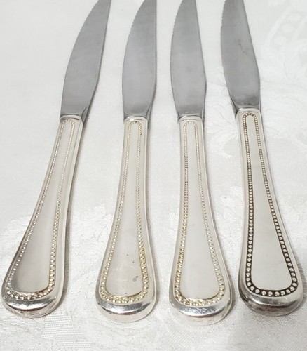 4 Oneida Golden Patrician/Patrician SilverPlate Gold/Silver Beads Steak ...