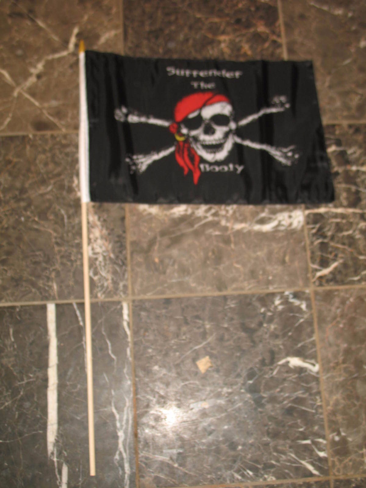 12x18 12"x18" Jolly Roger Pirate Surrender The Booty Stick Flag wood ...