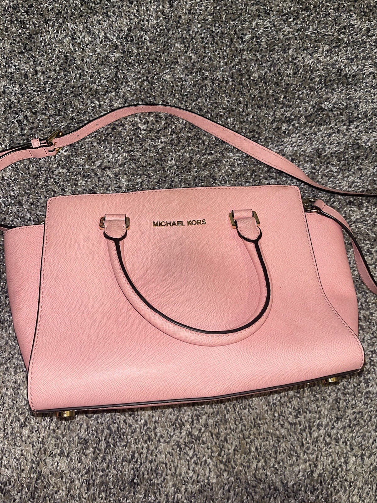 Michael Kors Selma Saffiano Leather Medium Misty Rose Handbag | eBay