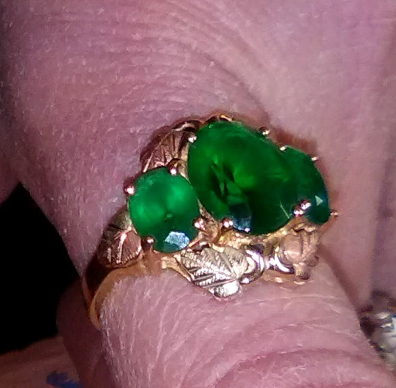 Black Hills Gold sets Green Helenite signed 10K Sz 7.5 | eBay