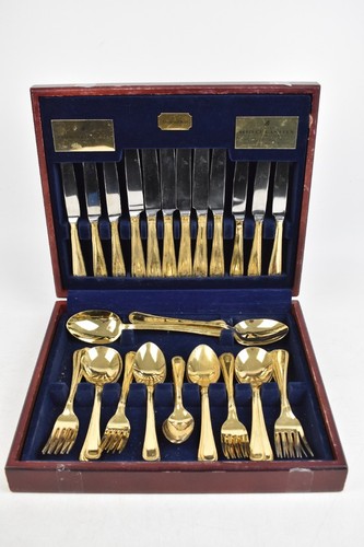 Vintage Viners Cutlery Set x44 Pieces Gold Plated Traditional Bead In ...
