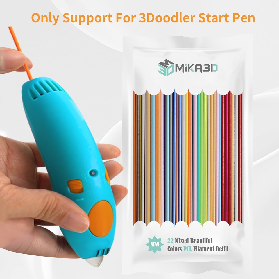 22 Colors PCL 3D Pen Filament Refill for 3Doodler Start+ 3D Pen, Low ...