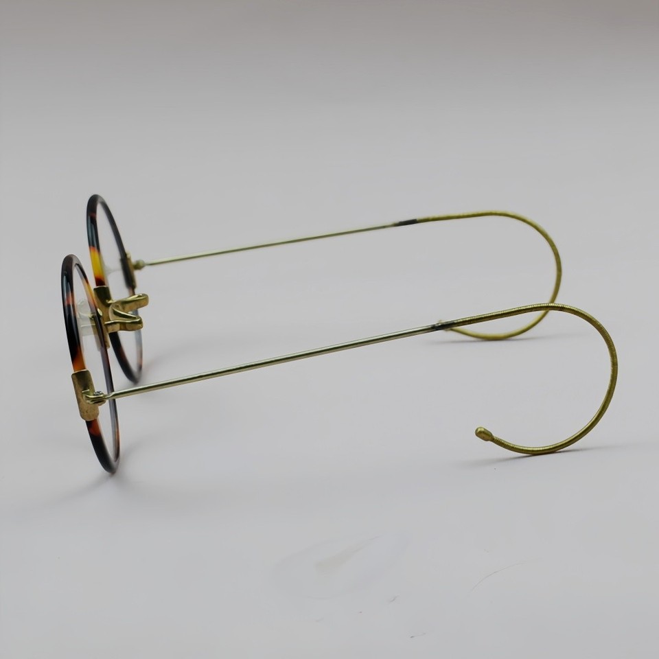 Vintage Old Round Acetate Metal Reading Glasses Wire Rim Flexible ...