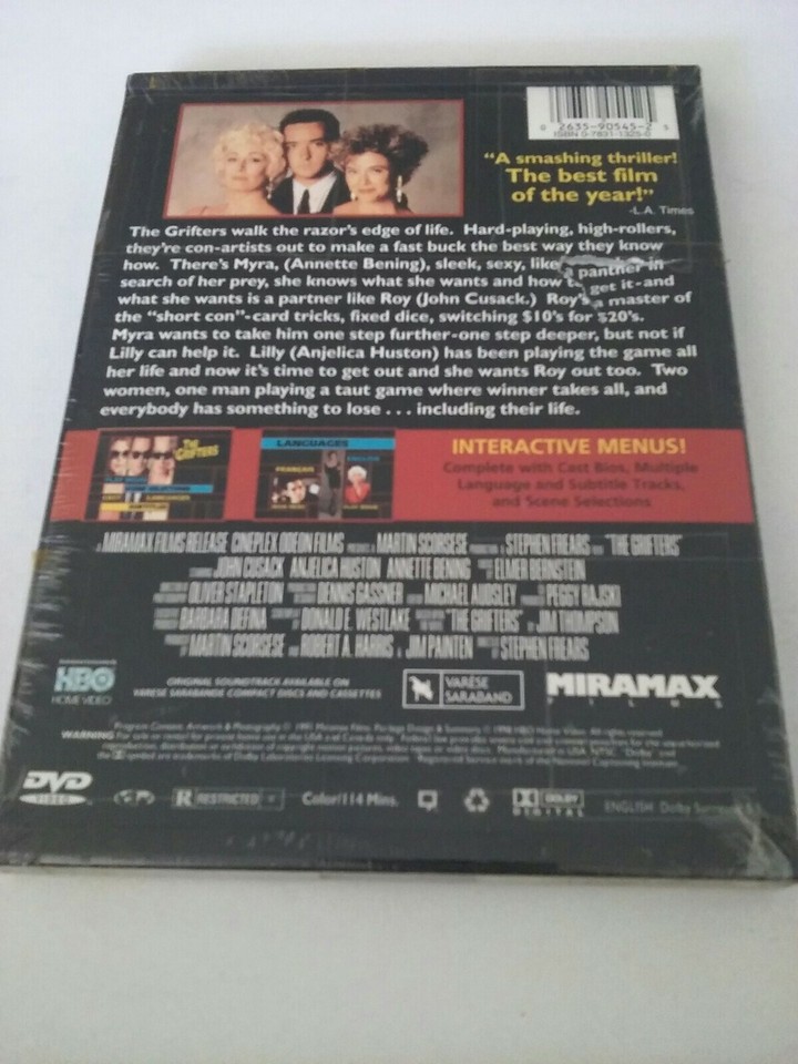 The Grifters (DVD, 1998) WS John Cusack, Annette Bening, Anjelica ...