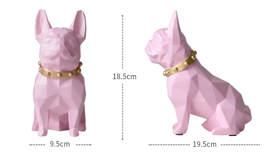 Nordic Geometric French Bulldog Coin Bank Resin Dog Statue Home Decor ...
