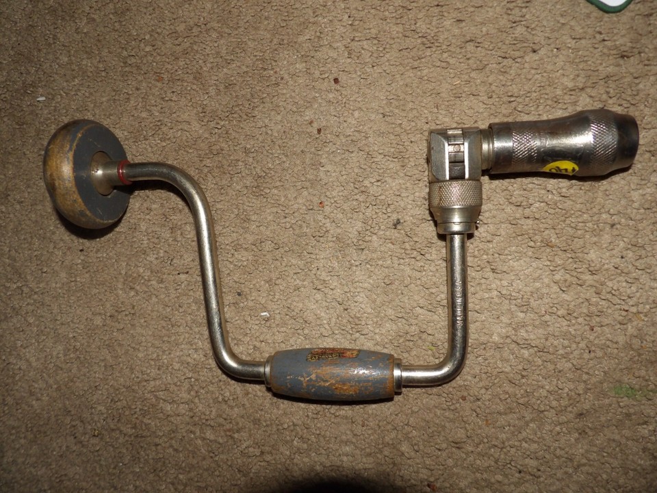 RARE ANTIQUE HAND DRILL AUGER BIT BRACE BELL SYSTEMS STANLEY TOOLS ...