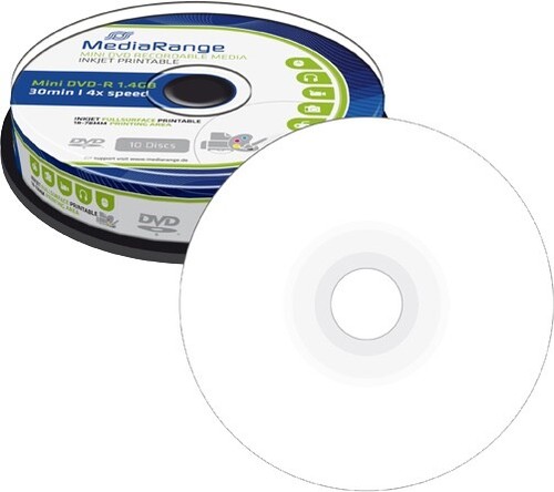 50 MediaRange DVD-R mini 8cm 30Min 1,4GB bedruckbar für Camcorder ...